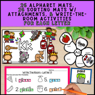Alphabet Bundle - Adapted Books, Sorting Mats, Write The Room