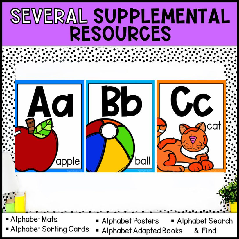 Alphabet Bundle - Adapted Books, Sorting Mats, Write The Room