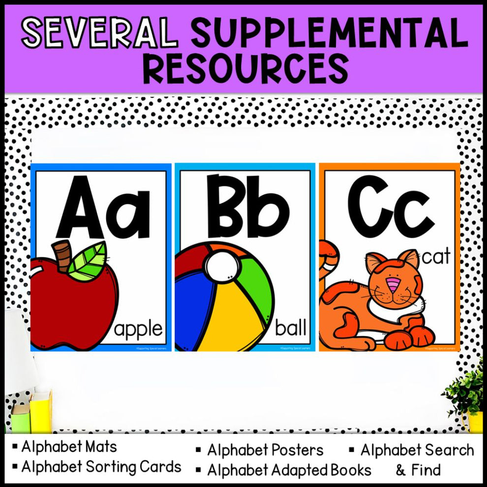 Alphabet Bundle - Adapted Books, Sorting Mats, Write The Room