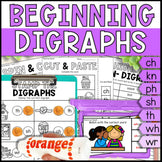 Beginning Digraphs – Adapted Books, No-Prep Worksheets, Task Cards