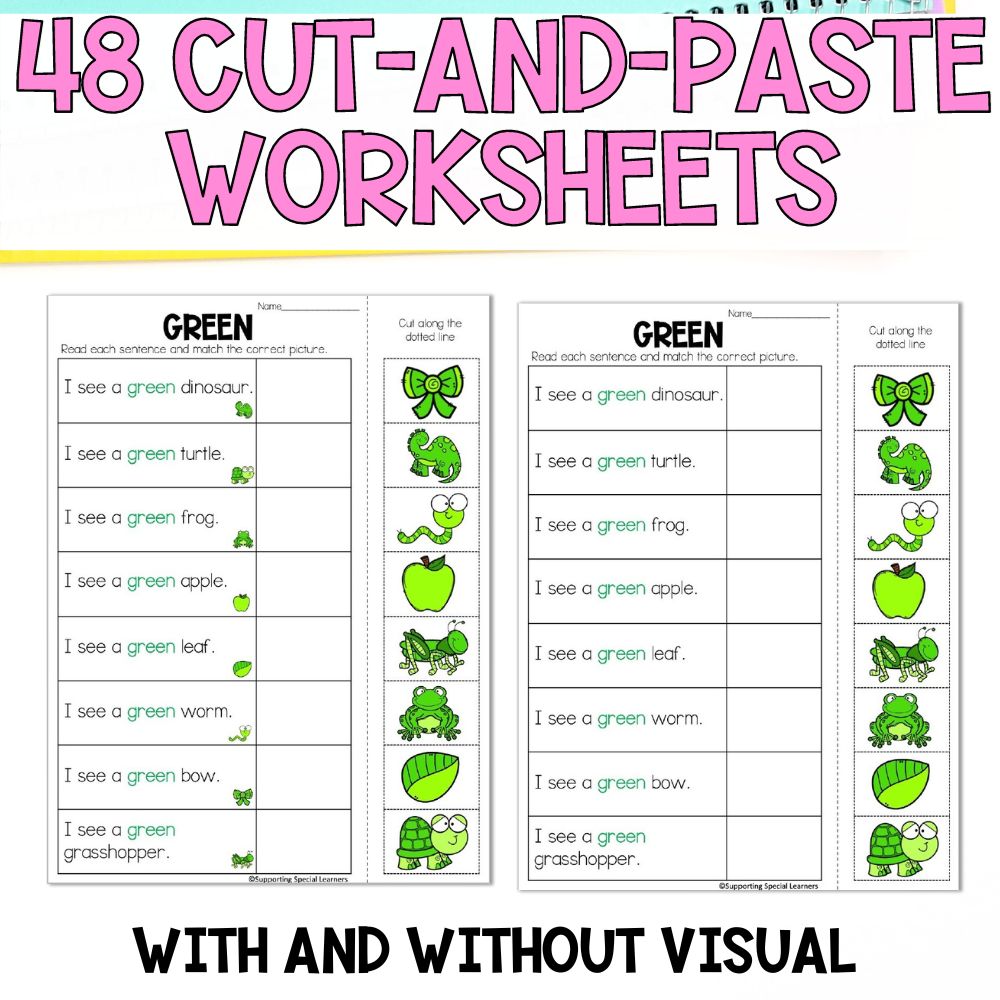 Learning Colors Activities - Adapted Books, Workbooks and Worksheets