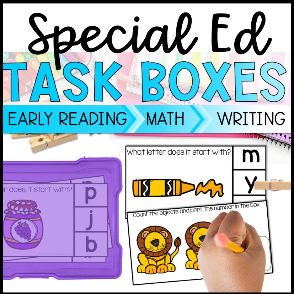Special Education Task Boxes - Early Reading, Writing and Task Cards