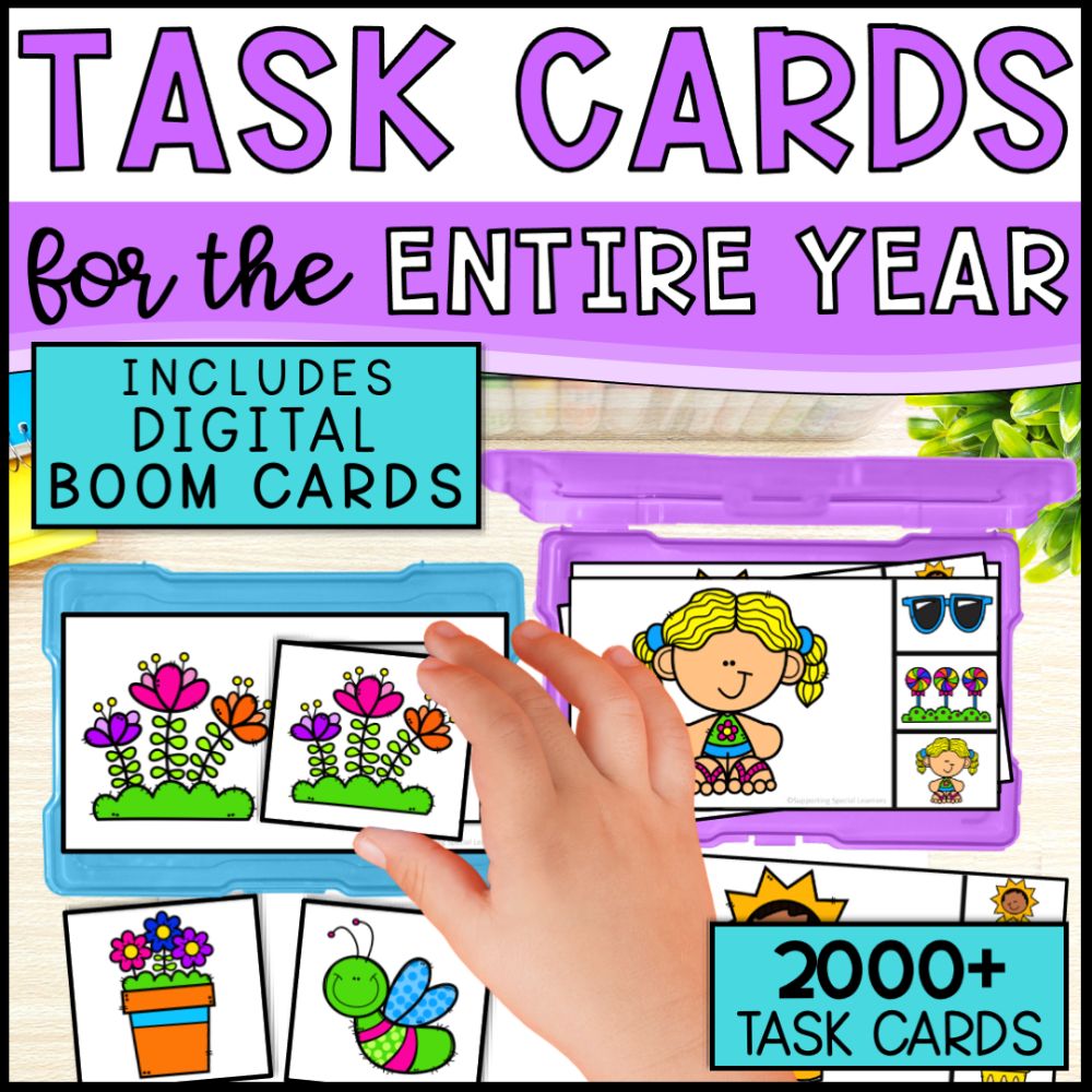 Task Boxes Special Education - Math & Literacy Task Cards